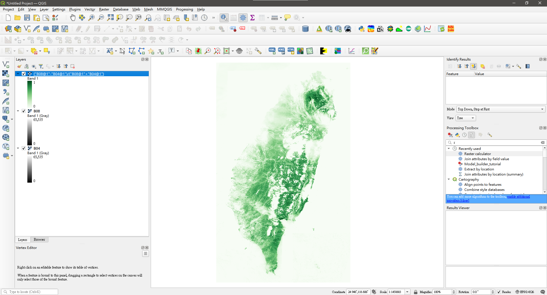 [遙測教學]QGIS+Sentinel-2計算NDVI(Normalized Difference Vegetation Index)